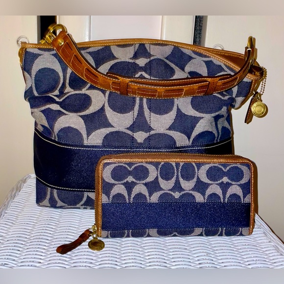 Coach | Bags | Coach Denim Legacy Carly Shoulder Bag Wallet ...